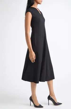 Emporio Armani Punto Milano V-neck Midi Dress