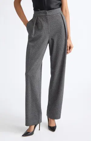 Emporio Armani Chevron Jacquard Wide Leg Pants - Solid Black