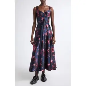 Erdem Floral Duchesse Satin Corset Dress