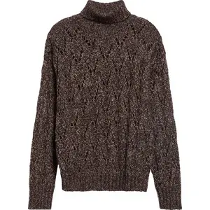 Eleventy Pointelle Turtleneck Sweater - 05 Brown