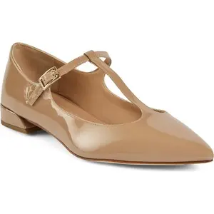 Bruno Magli Jianna Leather T-strap Mary Jane Flat - Biscuit