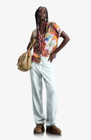 Desigual Tropical Notched Collar Shirt