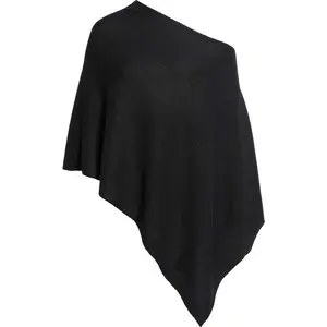 Nordstrom Wool & Cashmere Asymmetrical Poncho - Black