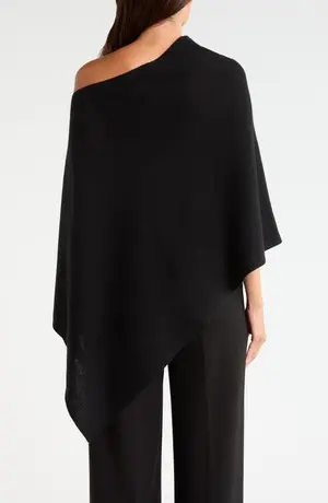 Nordstrom Wool & Cashmere Asymmetrical Poncho - Black