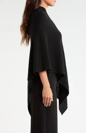 Nordstrom Wool & Cashmere Asymmetrical Poncho - Black