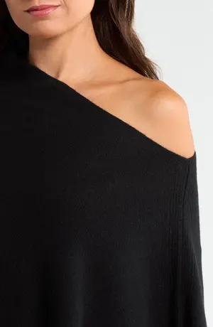 Nordstrom Wool & Cashmere Asymmetrical Poncho - Black
