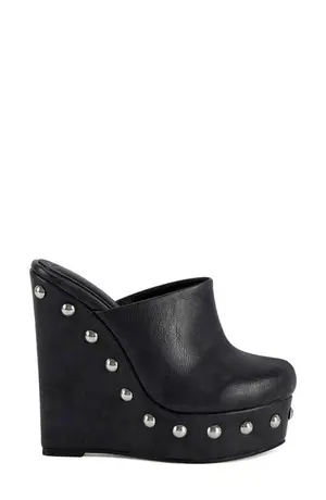 AZALEA WANG Riala Faux Leather Studded Wedge Mule