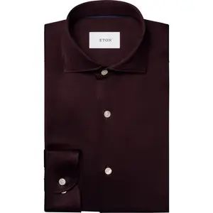 Eton Slim Fit Filo Di Scozia Cotton Jacquard Shirt - Medium Red