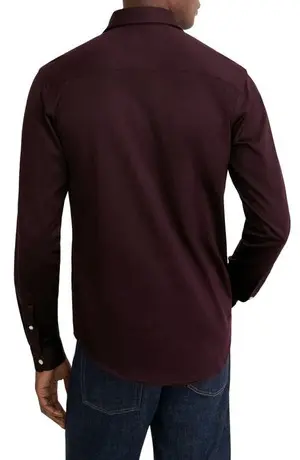 Eton Slim Fit Filo Di Scozia Cotton Jacquard Shirt - Medium Red