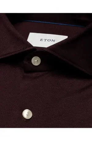 Eton Slim Fit Filo Di Scozia Cotton Jacquard Shirt - Medium Red