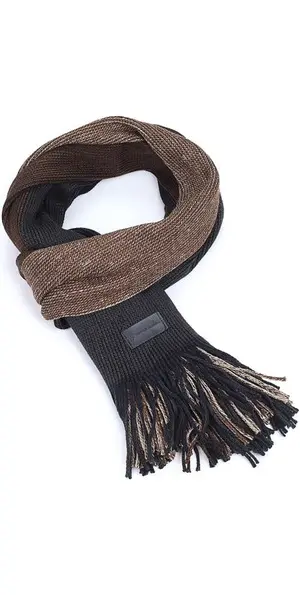 MIO MARINO King Striped Knit Scarf Multi Brown