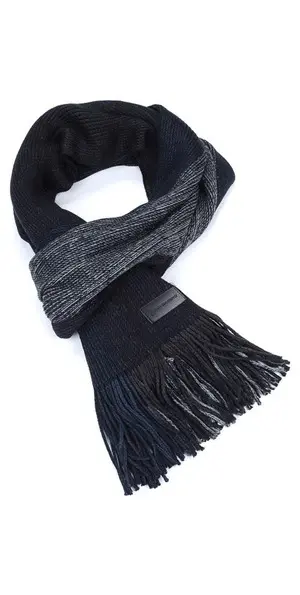 MIO MARINO King Striped Knit Scarf Multi Grey