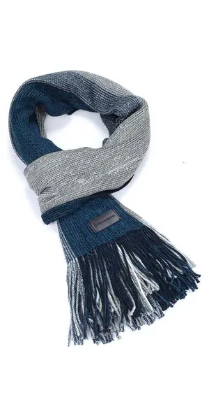 MIO MARINO King Striped Knit Scarf Multi Navy