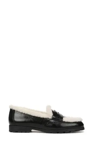 Veronica Beard Penny Lug Loafer With Genuine Shearling Trim