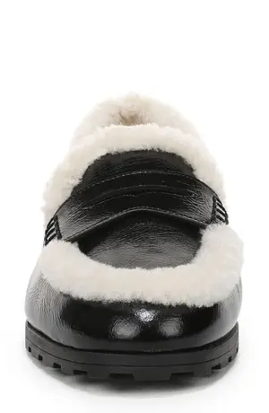 Veronica Beard Penny Lug Loafer With Genuine Shearling Trim