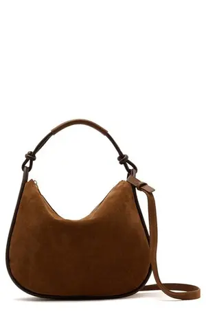 REISS Aurelie Suede Baguette Bag - Tan