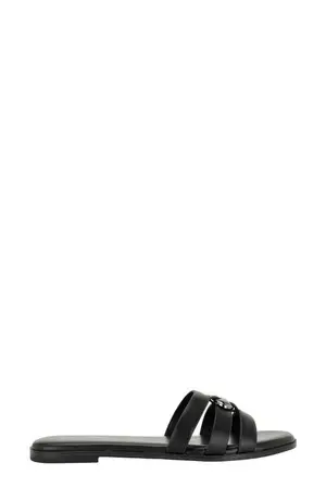 Calvin Klein Karra Faux Leather Slide Sandal - Black