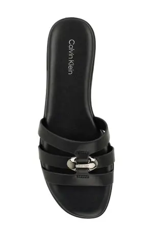 Calvin Klein Karra Faux Leather Slide Sandal - Black