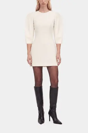 NOCTURNE Balloon Sleeve Seam Detail Mini Dress - Ivory
