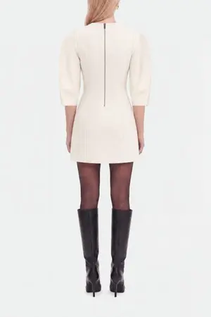 NOCTURNE Balloon Sleeve Seam Detail Mini Dress - Ivory
