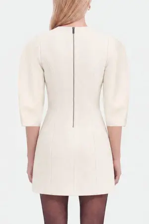 NOCTURNE Balloon Sleeve Seam Detail Mini Dress - Ivory