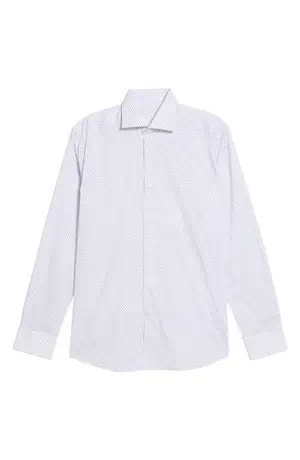 JACK VICTOR Diamond Print Stretch Cotton Button-up Shirt