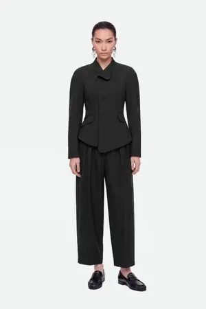 NOCTURNE Double Pleat Belted Trousers - Black