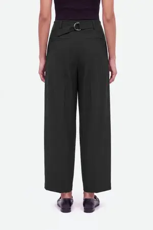 NOCTURNE Double Pleat Belted Trousers - Black