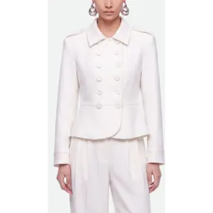NOCTURNE Double Breasted Epaulette Jacket - White