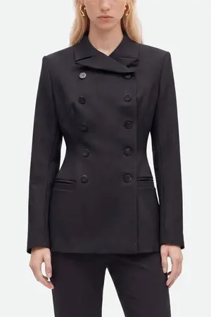 NOCTURNE Padded Shoulder Double Breasted Jacket