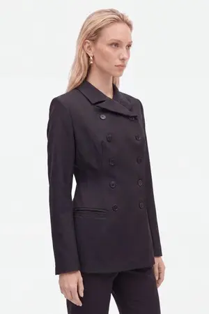 NOCTURNE Padded Shoulder Double Breasted Jacket
