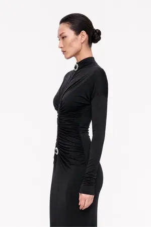 NOCTURNE Stone Detail Draped Maxi Dress