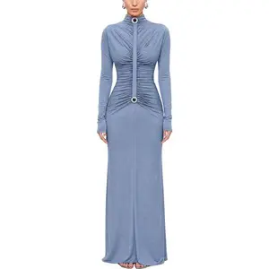 NOCTURNE Stone Detail Draped Maxi Dress - Indigo