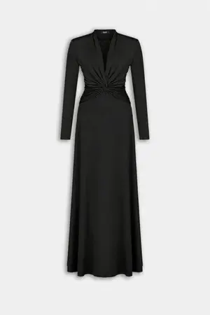 NOCTURNE Draped V Neck Maxi Dress