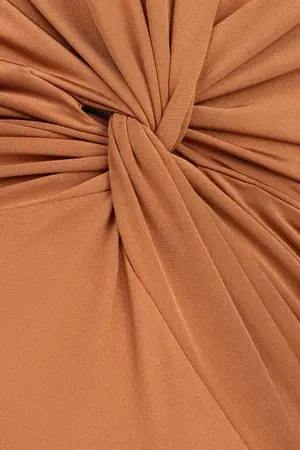 NOCTURNE Draped V Neck Maxi Dress - Brick