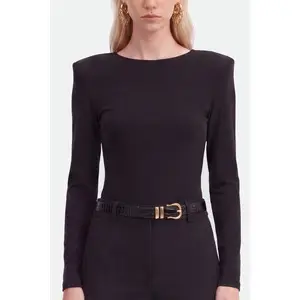 NOCTURNE Eyelet Lace Up Blouse - Black