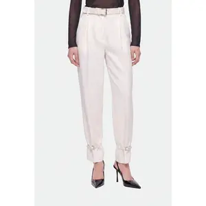 NOCTURNE Belt Detail Trousers - White