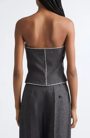 Alexander Wang Crystal Trim Strapless Bustier Top