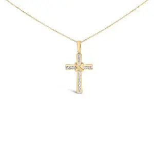 HAUS OF BRILLIANCE Gold Vermeil Diamond Accent X Cross Pendant Necklace - Silver