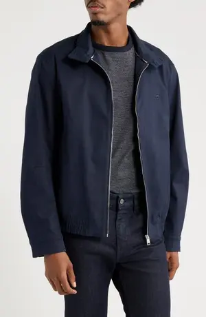 BOSS H-coiner Cotton Blend Bomber Jacket - Dark Blue