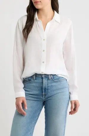 CLOTH & STONE Texture Button-up Shirt - White