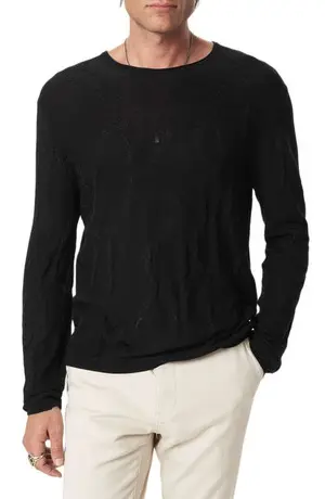 John Varvatos Addison Broken Twist Cable Sweater - Black