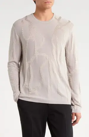 John Varvatos Addison Broken Twist Cable Sweater - Pavement