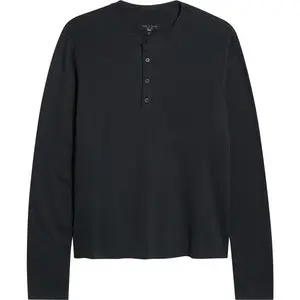 Rag & Bone Textured Knit Long Sleeve Henley - Black