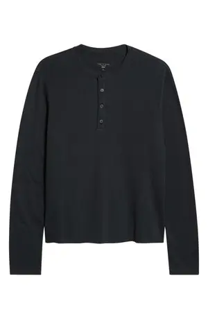 Rag & Bone Textured Knit Long Sleeve Henley - Black