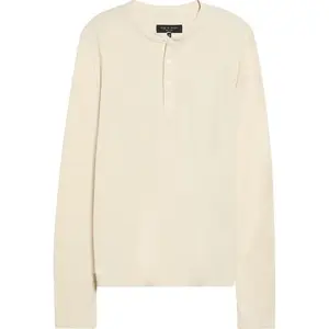Rag & Bone Textured Knit Long Sleeve Henley - Chalk