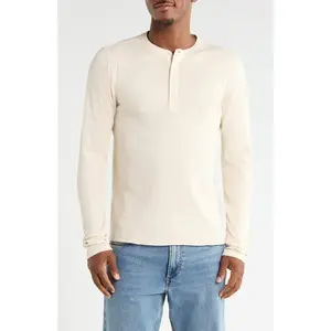 Rag & Bone Textured Knit Long Sleeve Henley - Chalk