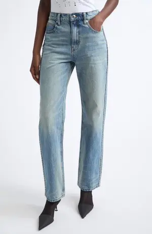 Alexander Wang Ez Embellished Chain Straight Leg Jeans