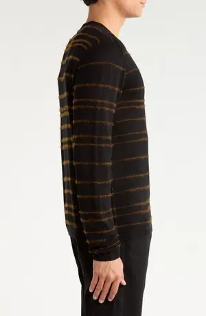 John Varvatos Everly Texture Stripe Sweater - Black