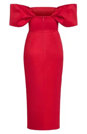 City Chic Elyse Off The Shoulder Dress - Tango Red